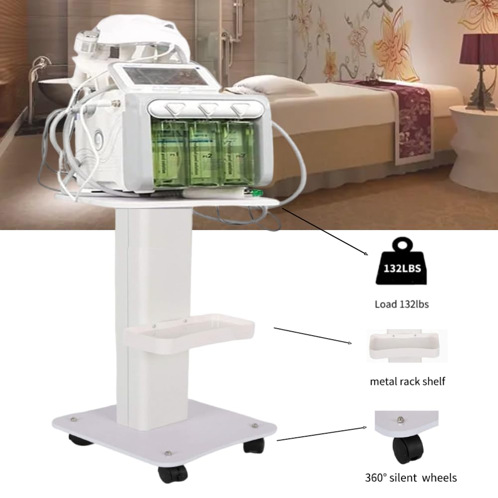 Beauty Cart, Salon Spa Rolling Trolley Cart on Wheels Beauty Instrument Tray White Mobile Cart for Esthetician Tool Carts, Load 132lbs