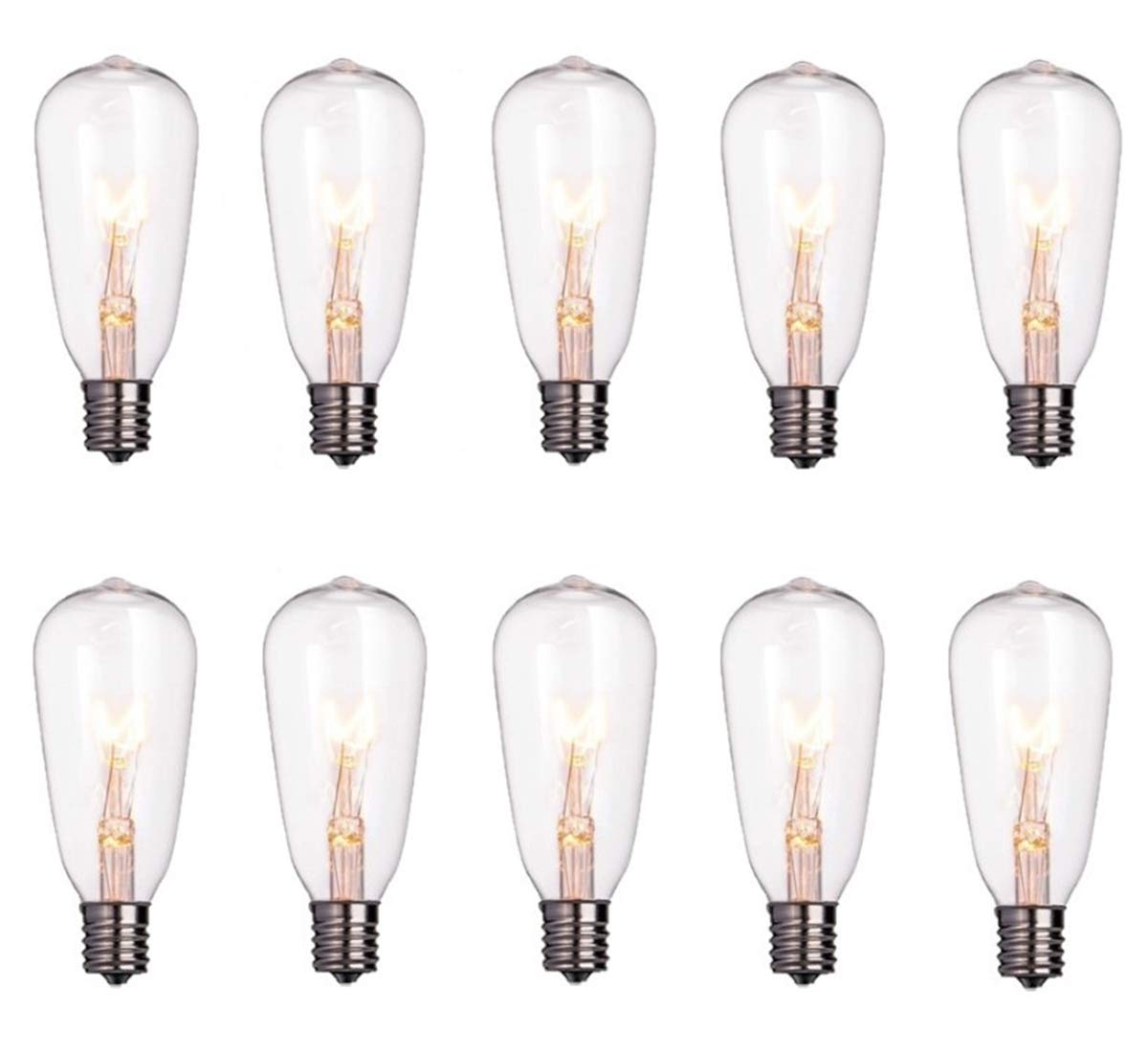 GOOTHY ST40 Edison Replacement Bulbs, 7 Watt E17 Intermediate Screw Base Clear Edison Light Bulbs ST40 Replacement Bulbs for Outdoor String Lights, C9 Incandescent Light Bulbs, Warm White-10 Pack