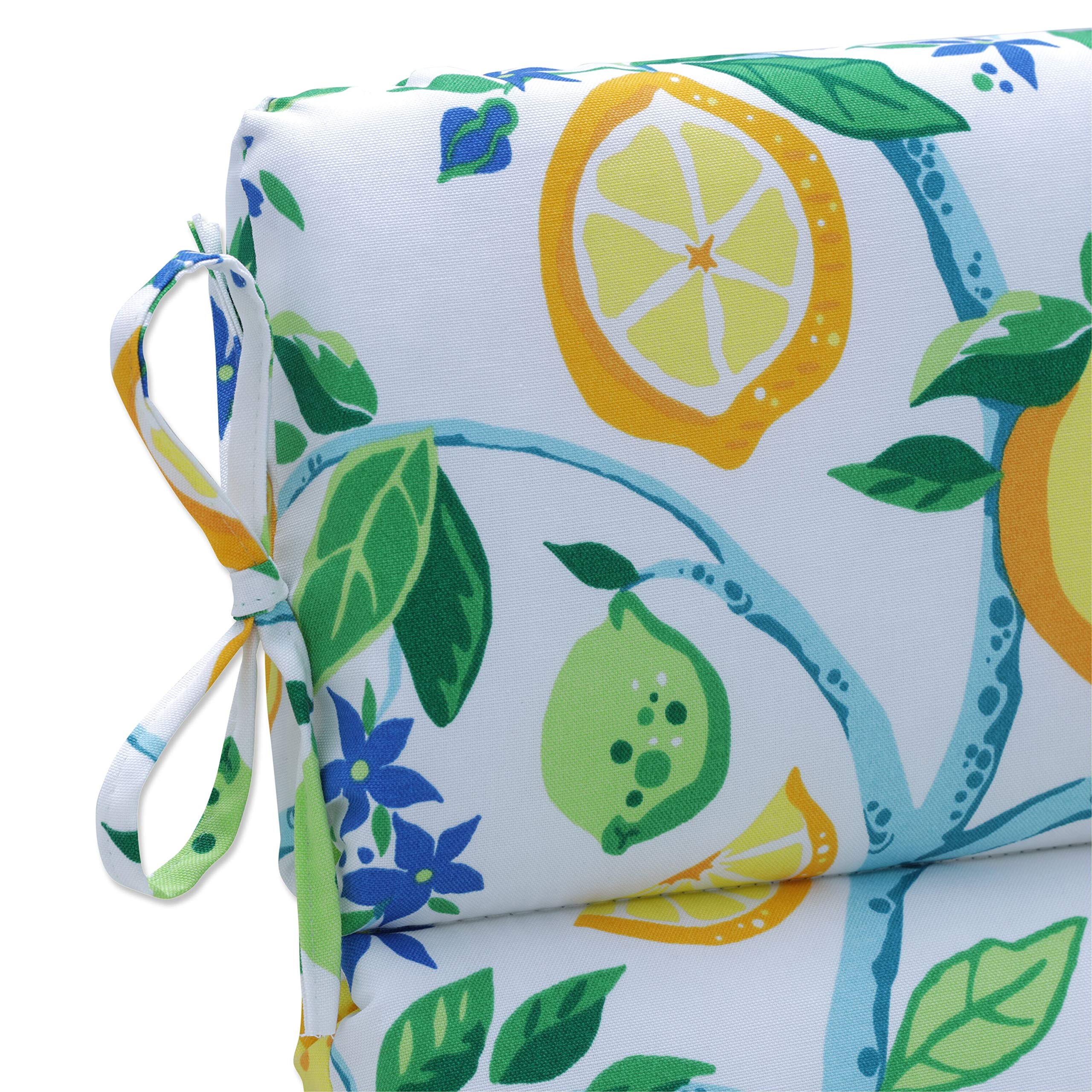 Pillow Perfect Outdoor/Indoor Lemon Tree Round Corner Chair Cushion, 1 Count (Pack of 1), Yellow