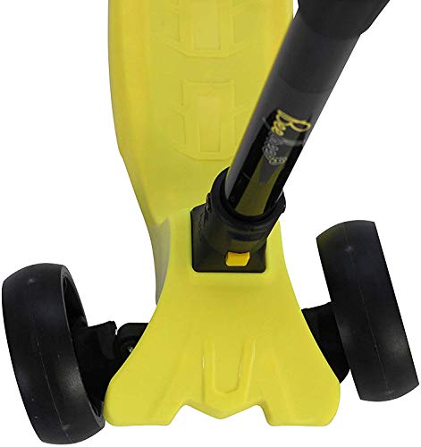 Bee Free 3 Wheel Kick Scooter for Toddlers and Kids, Adjustable Handlebars, Light Up LED Wheels, Foldable, Rear Foot Brake, Wide Stable Deck, Boys and Girls Ages 2-5, Up to 100 LBS, Yellow