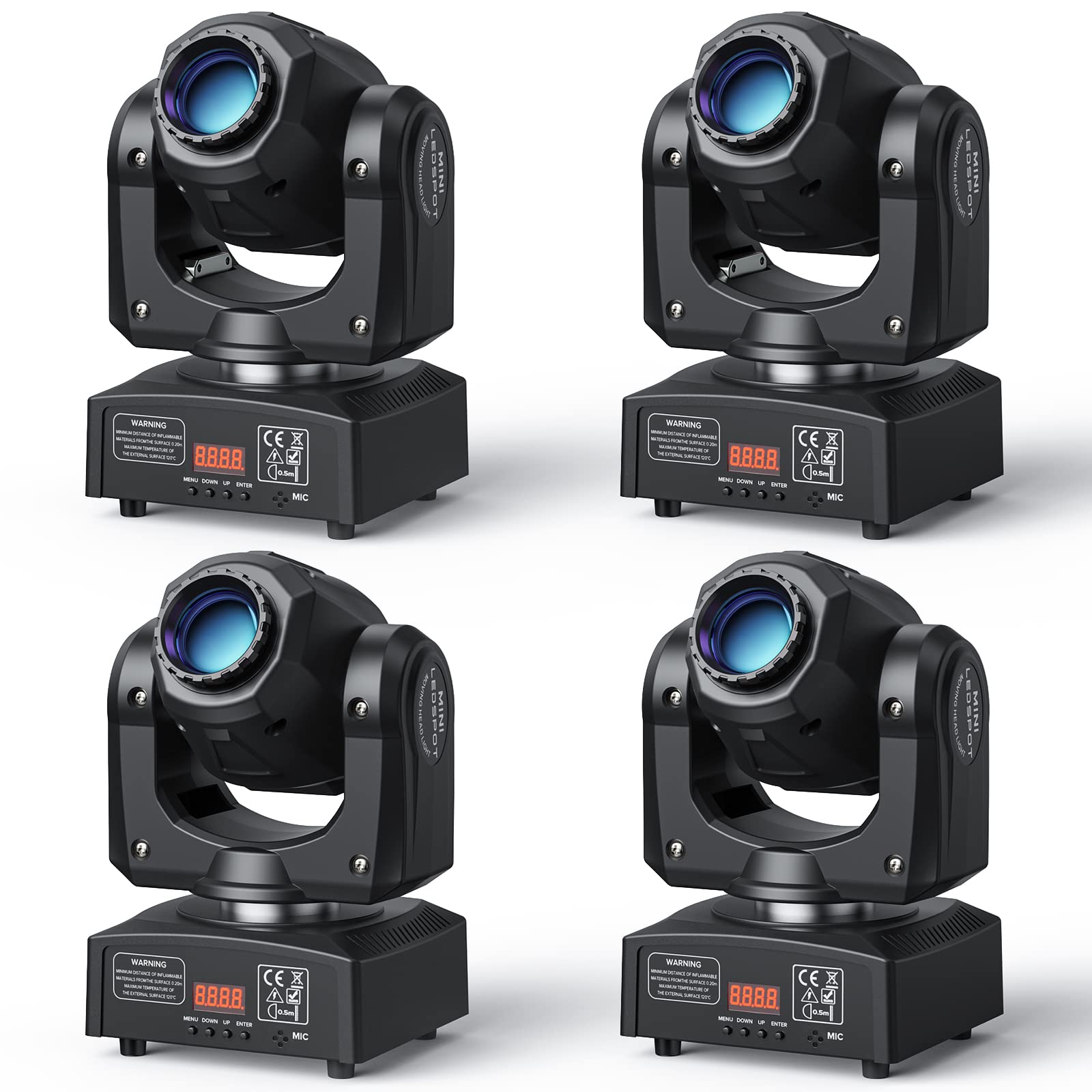 Moving Head DJ Lights, U`King 50W LED Moving Head Light with 7 Gobos 7 Colors and Open White Beam Spotlight by DMX and Sound Activated for Wedding DJ Disco Parties Live Show Church Bar (Set of 4)