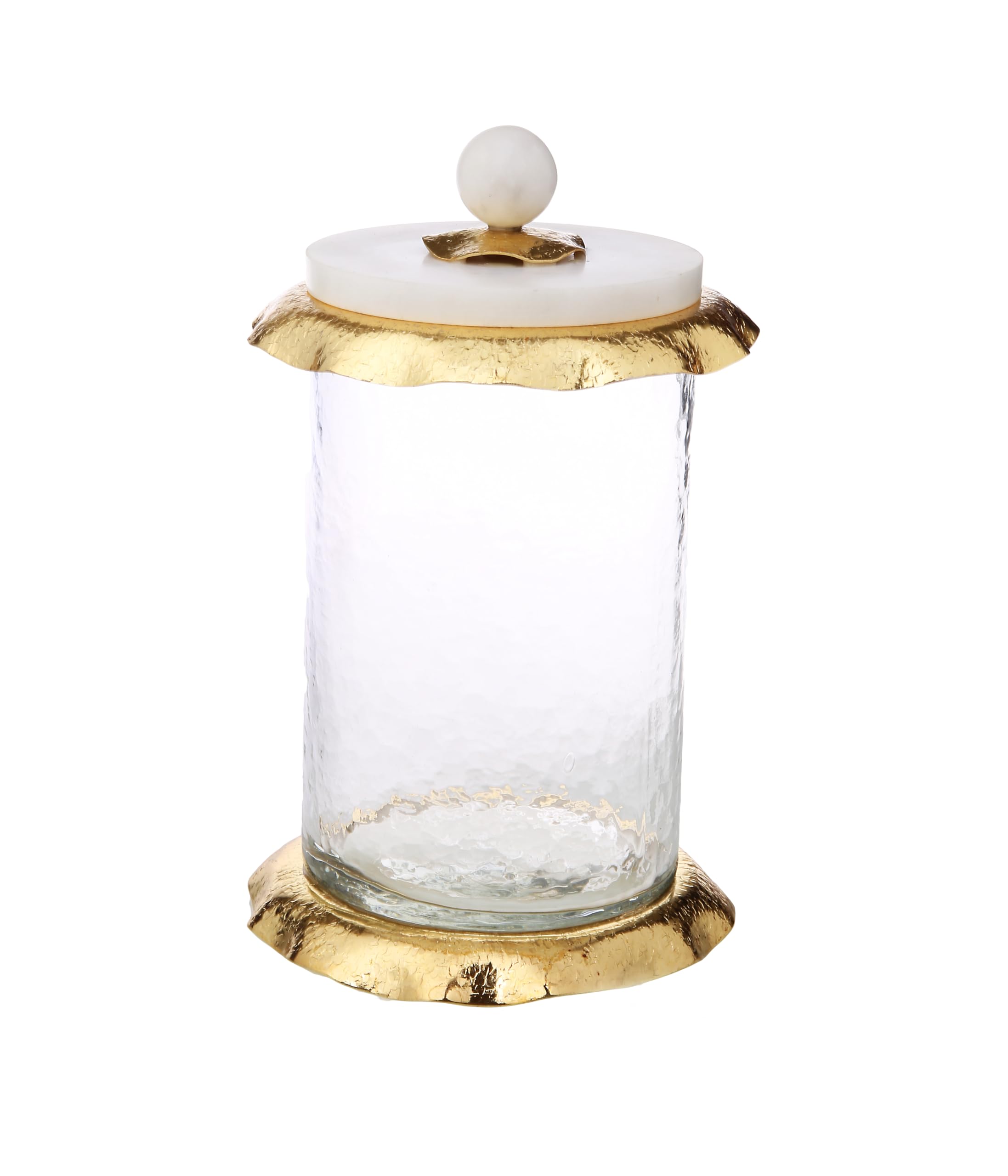 Classic Touch Decorium Glass Canister with Marble Lid and Gold Ruffle Design (3 sizes) (Medium)