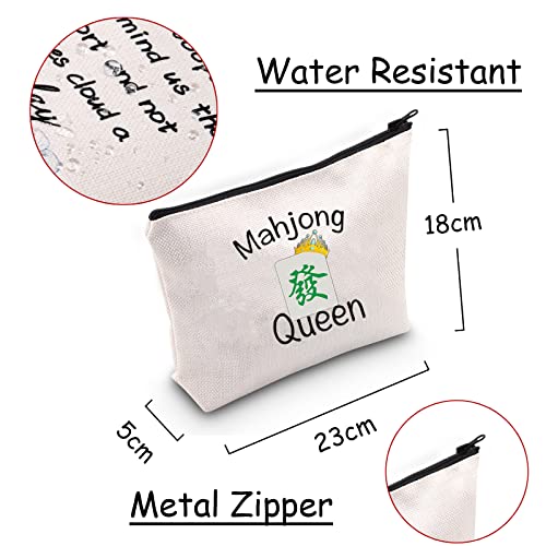 JXGZSO Mahjong Queen Makeup Bag Game Tiles Travel Storage Mahjong Board Game Zipper Purse Gift for Mahjong Lover