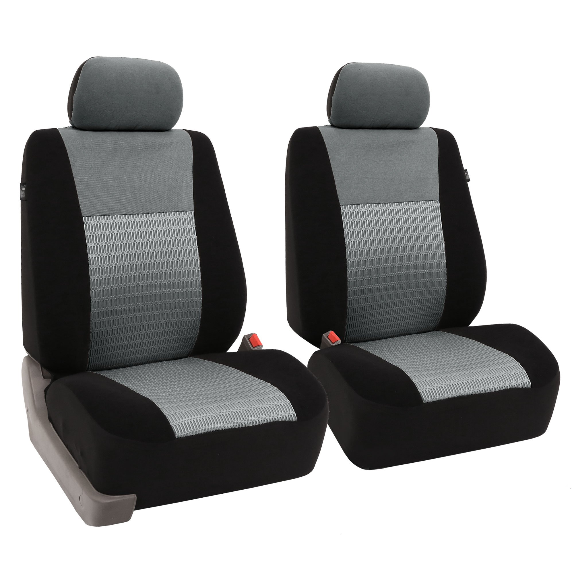 FH Group Trendy Elegance 3D Air Mesh Split Bench Car Seat Cover (Split Ready, Detachable Headrest Only) with Gift- Universal fit for Cars, auto, Trucks, SUV (Beige/Black) FB060012