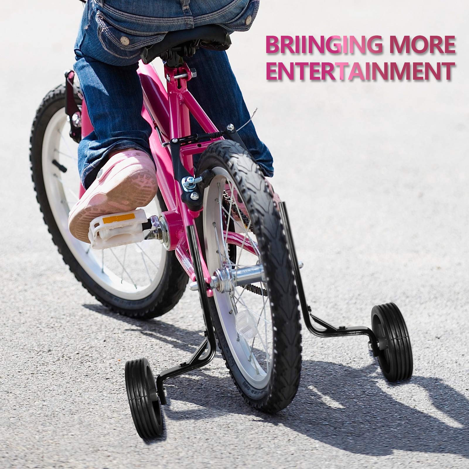 BNKIHDD Bicycle Training Wheels for Kids Stronger Version Replacement Adjustable Bicycles Stabilizer for Children, Suitable for 12/14/ 16/18/ 20/ inch Children's Single Speed Bikes (Green)