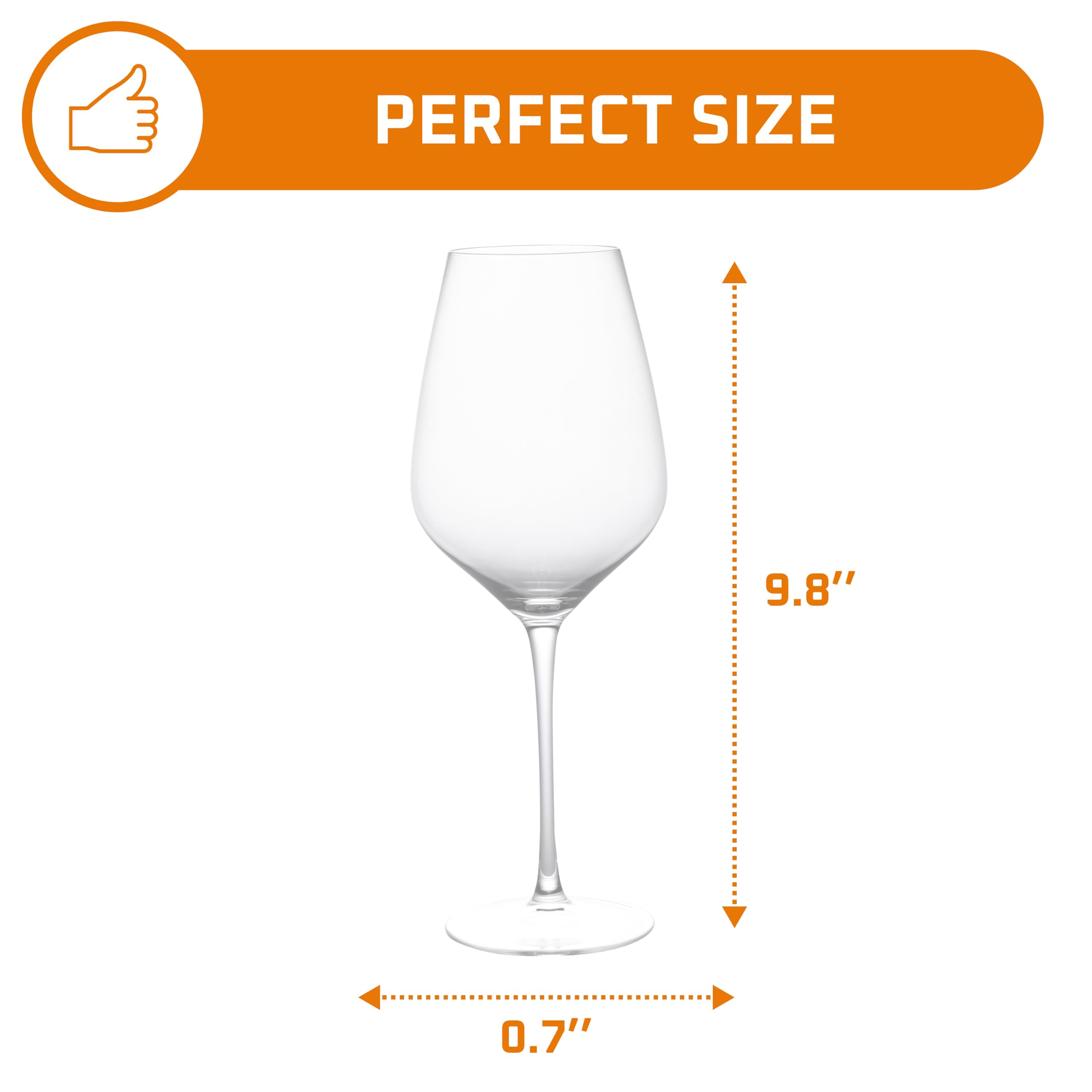 Bruntmor Hand Blown Cabernet Sauvignon Wine & Champagne Glasses Set of 2 - Crystal Red Wine Glass with Stems - Large Size & Break Resistant - For Red & White Wine, Champagne Mothers Day Gifts
