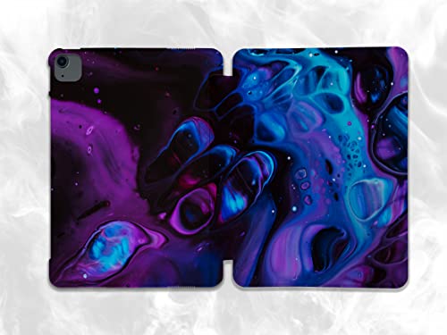 Kawaii Purple Blue Liquid Art case Compatible with iPad Mini Air Pro 7.9 8.3 9.7 10.2 10.9 11 12.9 inch Pattern Cover New 2022 2021 Trifold Stand 3 4 5 6 7 8 9 Generation 385 (9.7" 5/6 gen)