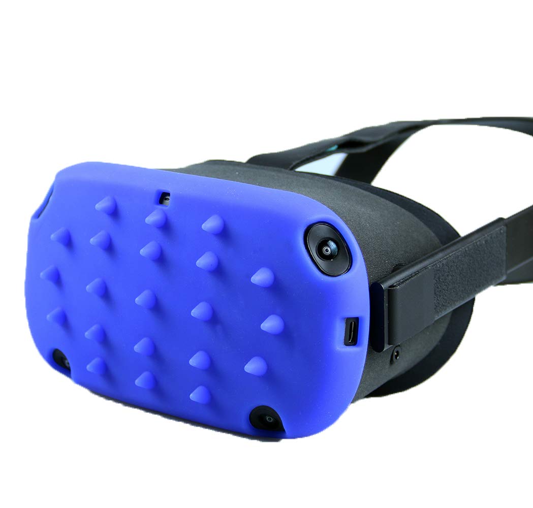 MASiKEN Silicone Mask Cover & Face Cushion for Oculus Quest, Head Cover Protection Skin Cap, Face Pad Replacement Accessories Shock-Resistant Sweatproof Lightproof (Blue)