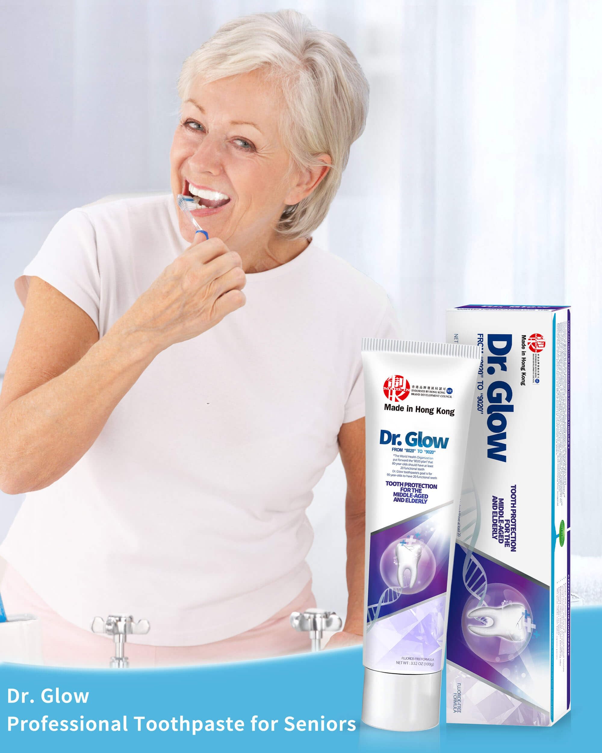 Dr. Glow Gingivitis Treatment Toothpaste for Elderly & Mid-Aged, Gum Repair for Receding Gums Hydroxyapatite Toothpaste, Periodontal Disease Treatment for Seniors, Fluoride Free Gum Disease Treatment