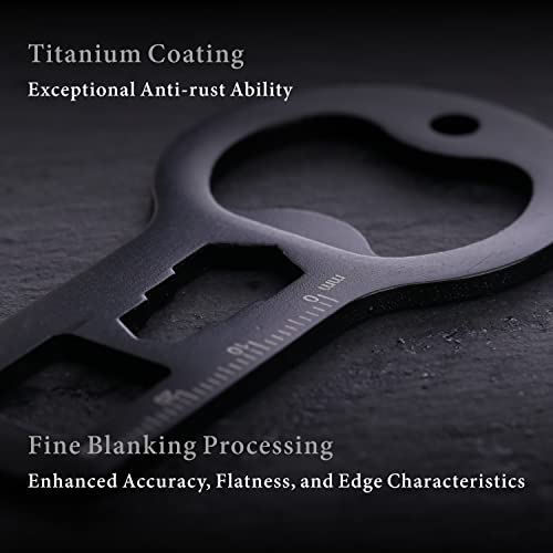 KITCHENDAO 4 in 1 Keychain Beer Bottle Opener, Anti-rust Titanium Coating, Durable Stainless Steel Gift for Father, Husband, Black 2 Pack