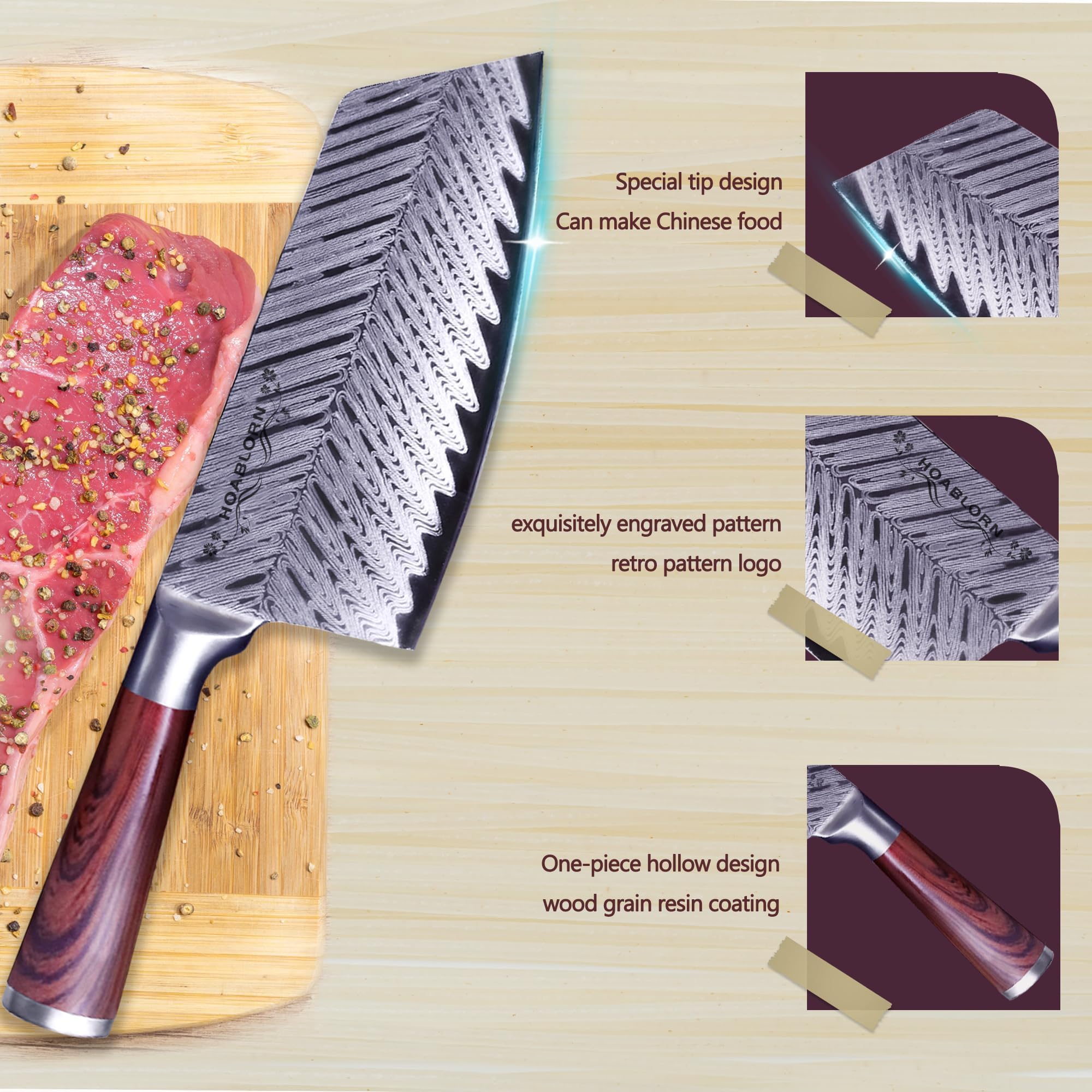 ChefHoablorn Damascus Knife Block Set 15PCS Kitchen Knife Set with Block Premium Chef Knife Set Stainless Steel Handle, Japanese Knife Set, Cutting Board, Wine Corkscrew Set Perfect Housewarming Gift