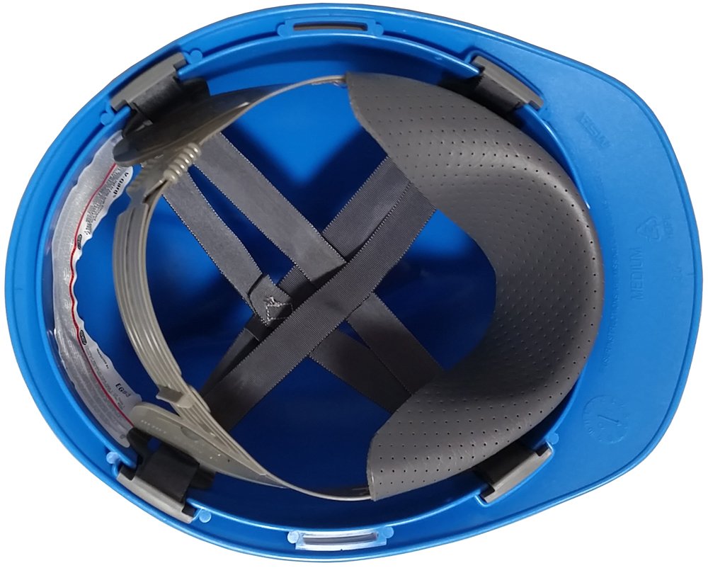 MSA V Cap Style Hard Hats with Lightweight Staz-On Suspension with Tote Bag - Blue