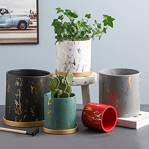Corldif Personalized Simple Fashion Bonsai Small Flowerpot Mini Ceramic Flowerpot Desktop Ornament (White)