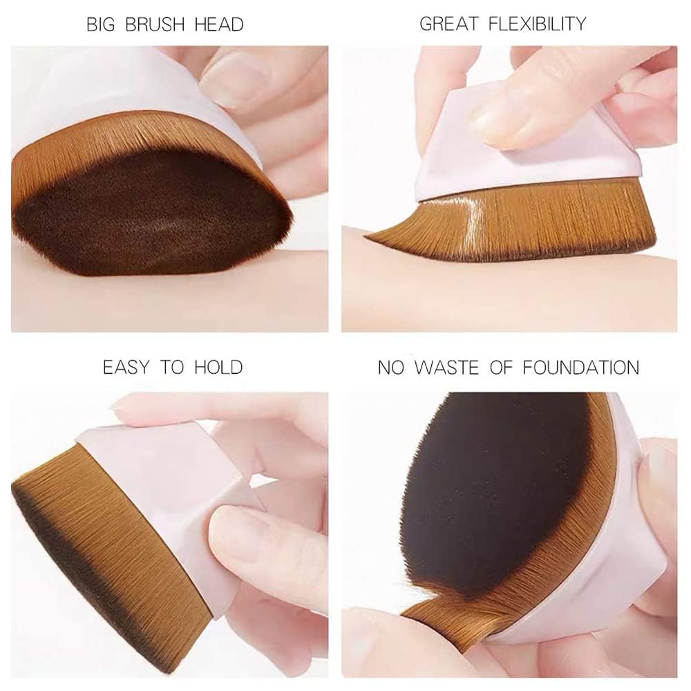Foundation Makeup Brush Kabuki Makeup Brush Multifunctional Makeup Brush Make Up Tool for Foundation Blending Liquid (2pcs Black & 1pc Rose)