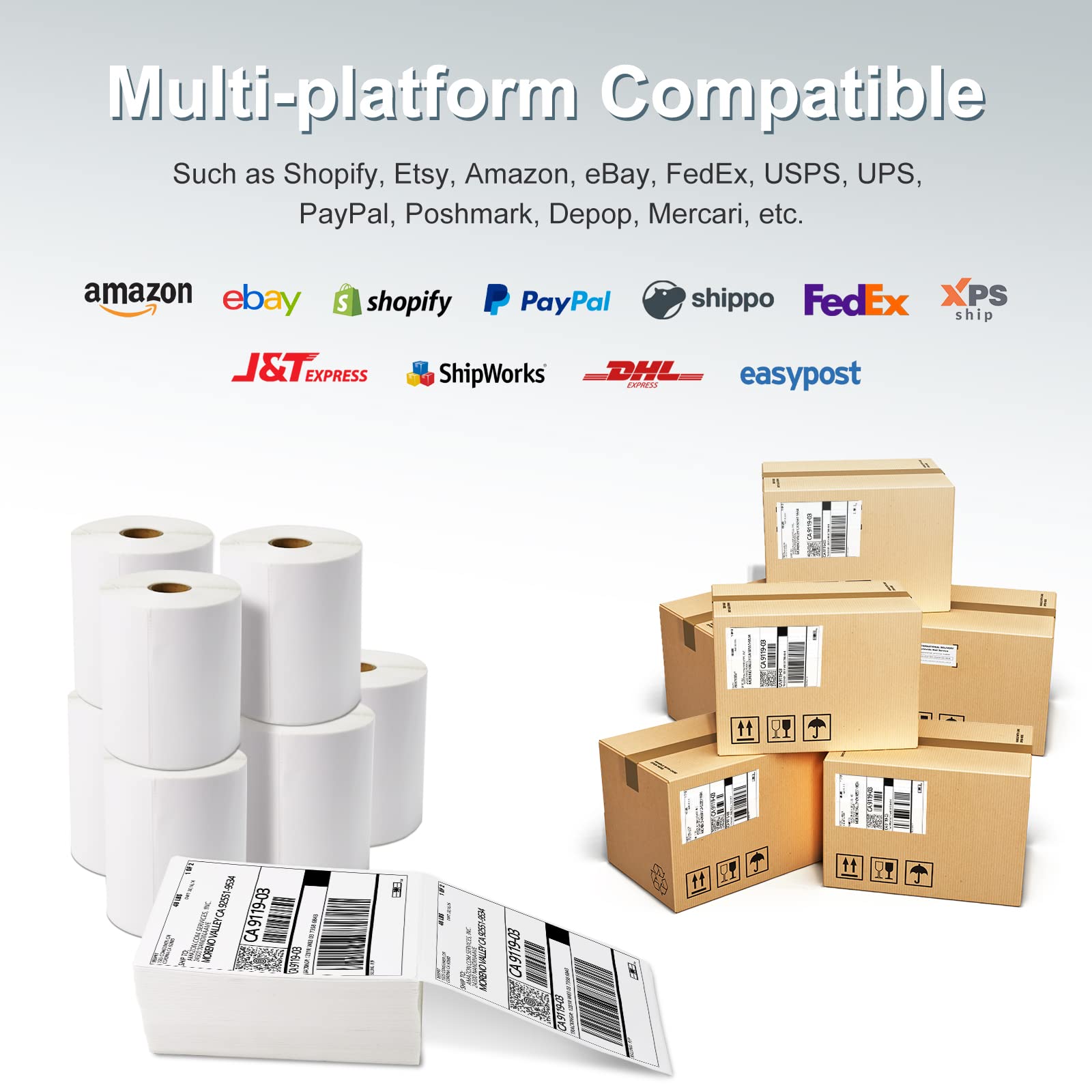 BEEPRT Direct Thermal Shipping Labels (Pack of 350 4x6 Roll Labels) Compatible with MUNBYN,JADNES, Rollo, Phomemo, IDPRT Label Printer, Commercial Grade