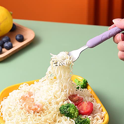 FUNNUO 2 Cartoon Toddler Utensil Sets, Kid Spoon and Fork Set, Stainless Steel Toddler Safe Silverware Set for Children Self-Feeding with Travel Carrying Case BPA Free