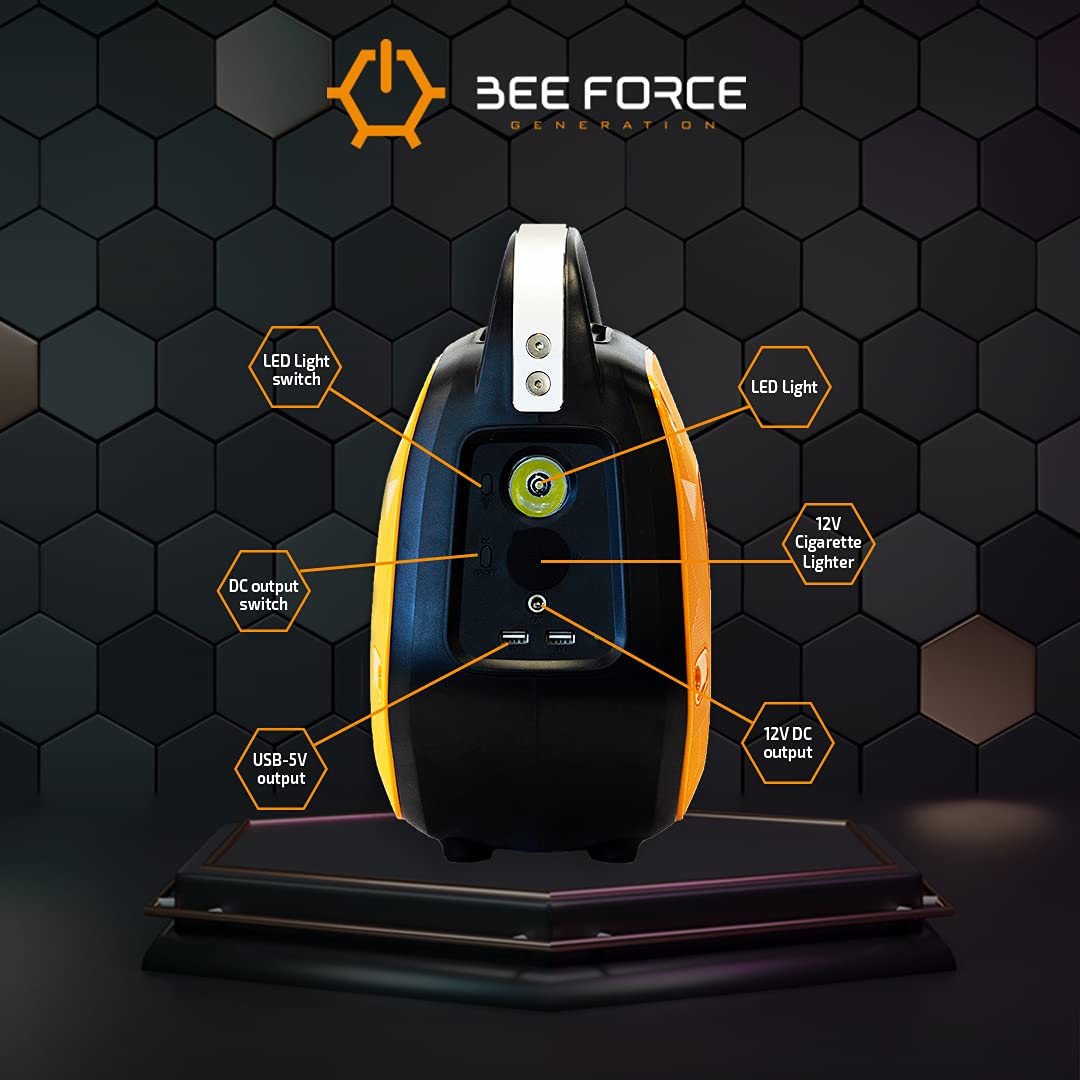 BEE FORCE New Portable Solar Generator and Power Bank 300Wh Battery Capacity, 600W Peak Power, 300W Continuous Power. Power Station for Camping Trips, Emergencies, CPAP Devices, Power Storage.