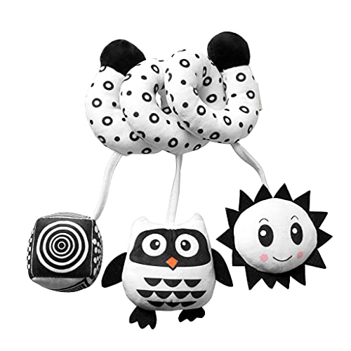 KAKIBLIN Crib Decorations Toy, Baby Crib Toy Hanging Decorations Plush Toys for Crib Bed Stroller Spiral Plush Toys Car Seat Travel Toy for Infant, Owl