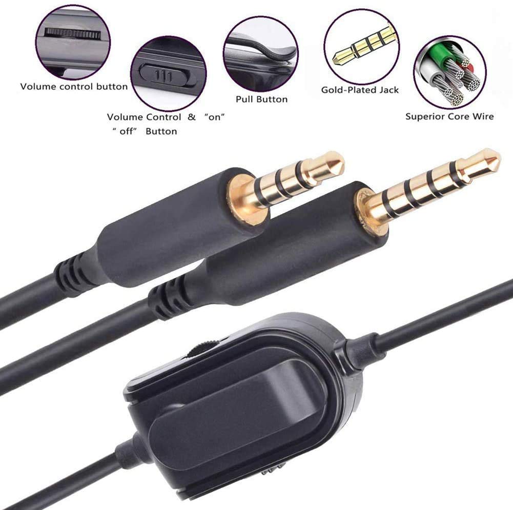 Muigiwimeiso A40 Cord Talkback Chat Inline Mute Cable Compatible with Astro A40 A10 Gaming Headsets Replacemnt Cord, Compatible with Xbox One PS4 Smartphone Headphone Audio Extension Cable