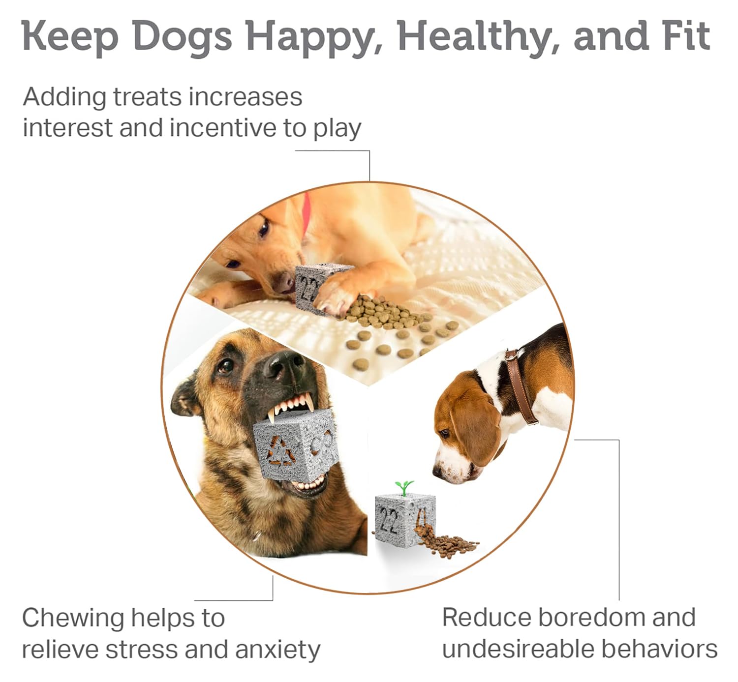 Dog Chew Block Toy - Interactive Slow Feeder Pet Toys for Medium or Large Dog Breeds - Indestructible Paw Cube Dispensing Toy Great for Aggressive Chewer | Natural, Recyclable and Eco-Friendly Rubber