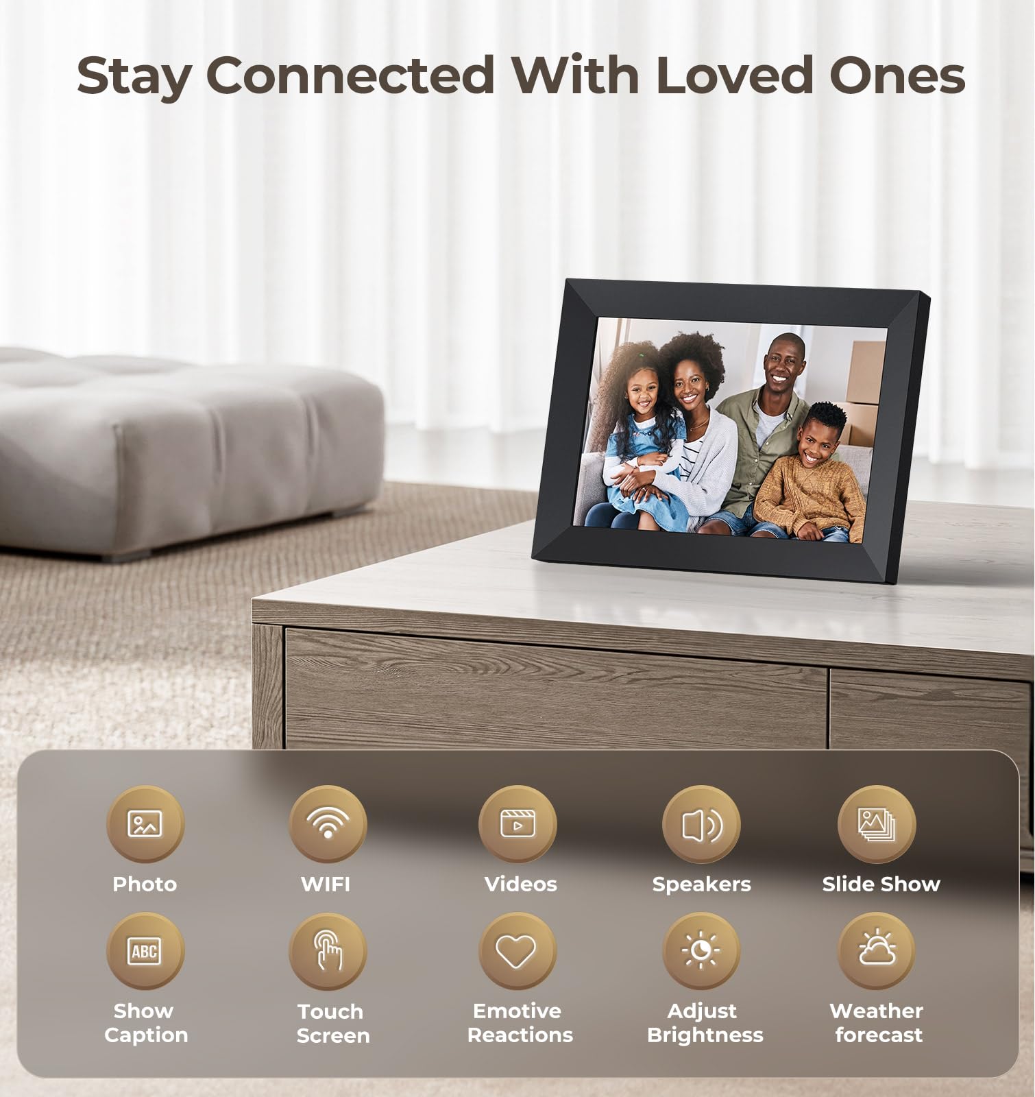 Frameo Digital Picture Frame WiFi 10.1inch Digital Photo Frame,Electronic Photo Frame Load from Phone,1280x800 IPS Touch Screen HD Display,Auto-Rotate,Share Photos/Video-Great Gift (Grey)