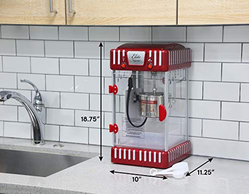 Elite Gourmet EPM-250# Electric Tabletop Popcorn Kettle Maker, Retro Carnival, Warming Light (2.5Oz, Red)