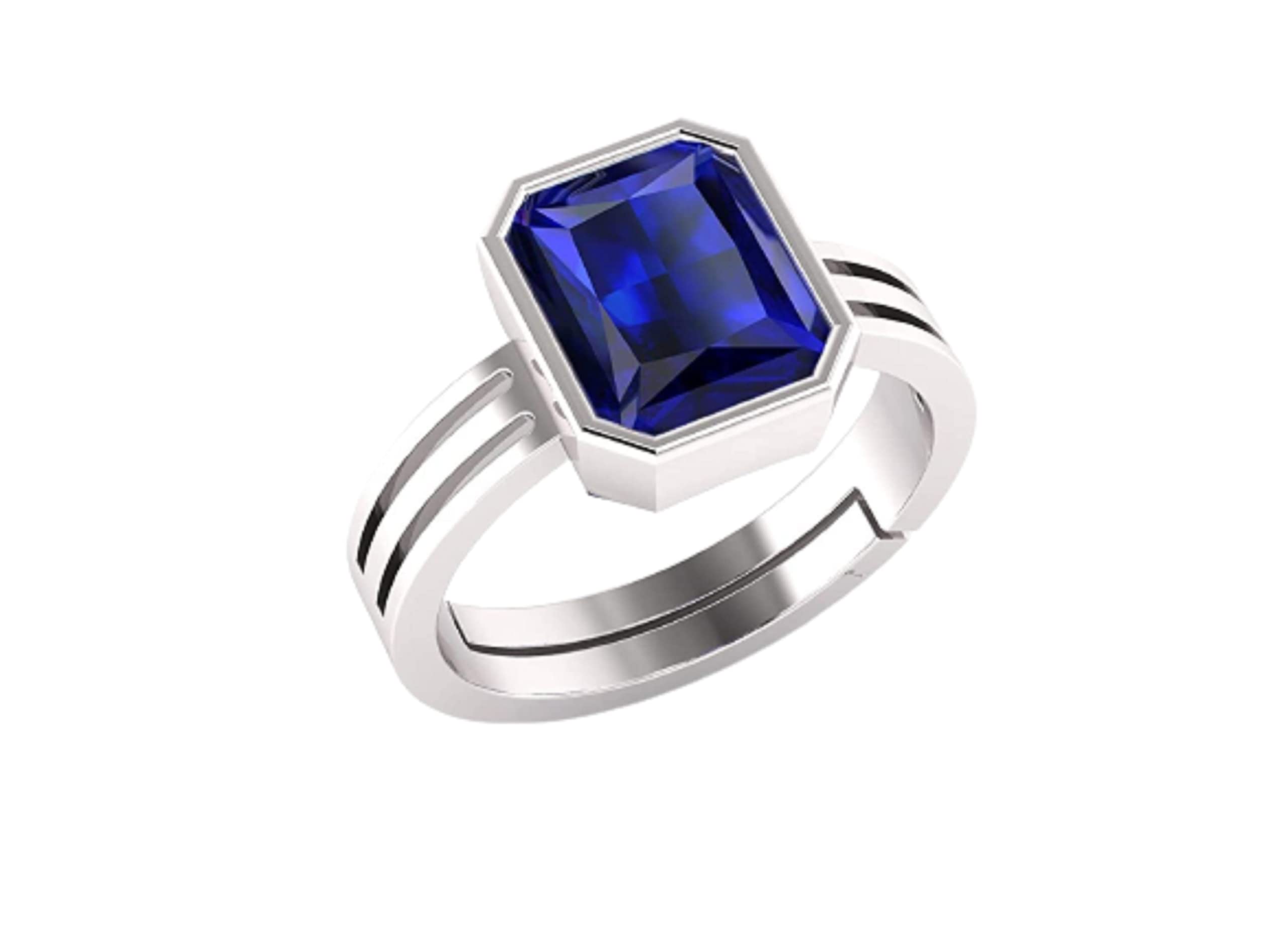 Blue Sapphire Ring Gemstone Silver Ring Fashion Designer Neelam Ring Blue Lightweight Engagement Ring BY JEWELS HUB (Adjustable)