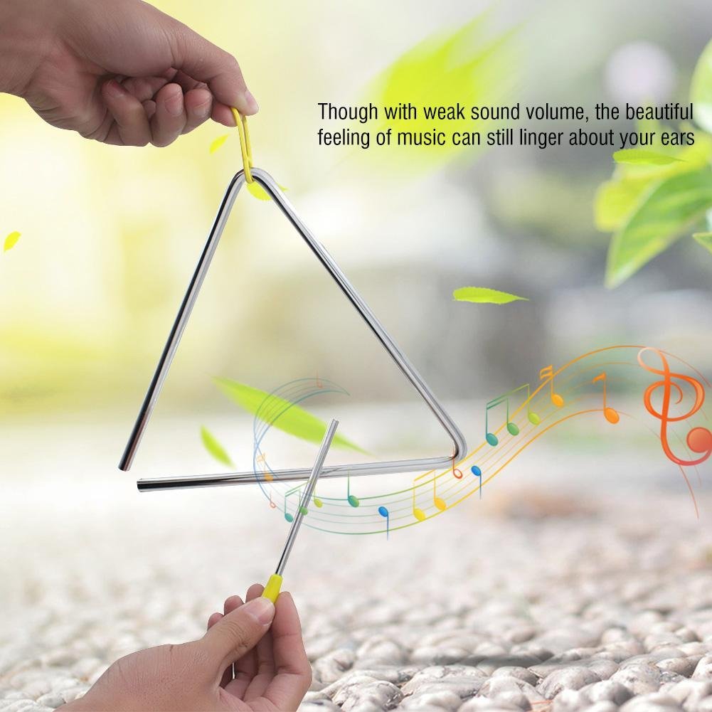 Music Triangle, Children Music Enlightenment Musical Percussion Instrument Steel Triangle with Striker(8inches)