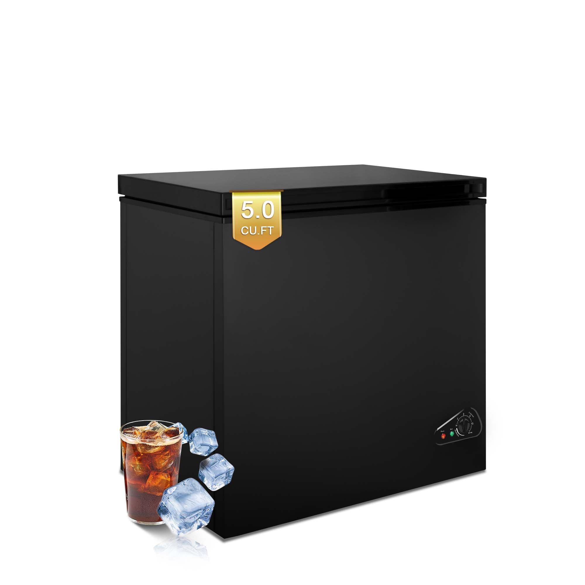 Chest Freezer 5.0 Cubic Feet with Removable Baskets and Defrost Water Drain, 6 Adjustable Temperature(Down to -18°F), Deep Freezer Top Open Door Compact Freezer for Home/Dorms/Apartment (Black)
