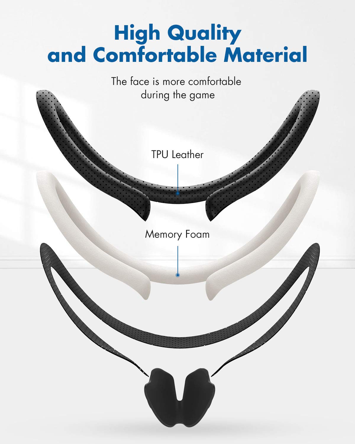 KIWI design VR Facial Interface Bracket Compatible with Valve Index, 2 pcs PU Leather Anti-dirt Sweat-Proof Foam Face Cover Pad with Lens Cover and Anti-Leakage Nose Pad