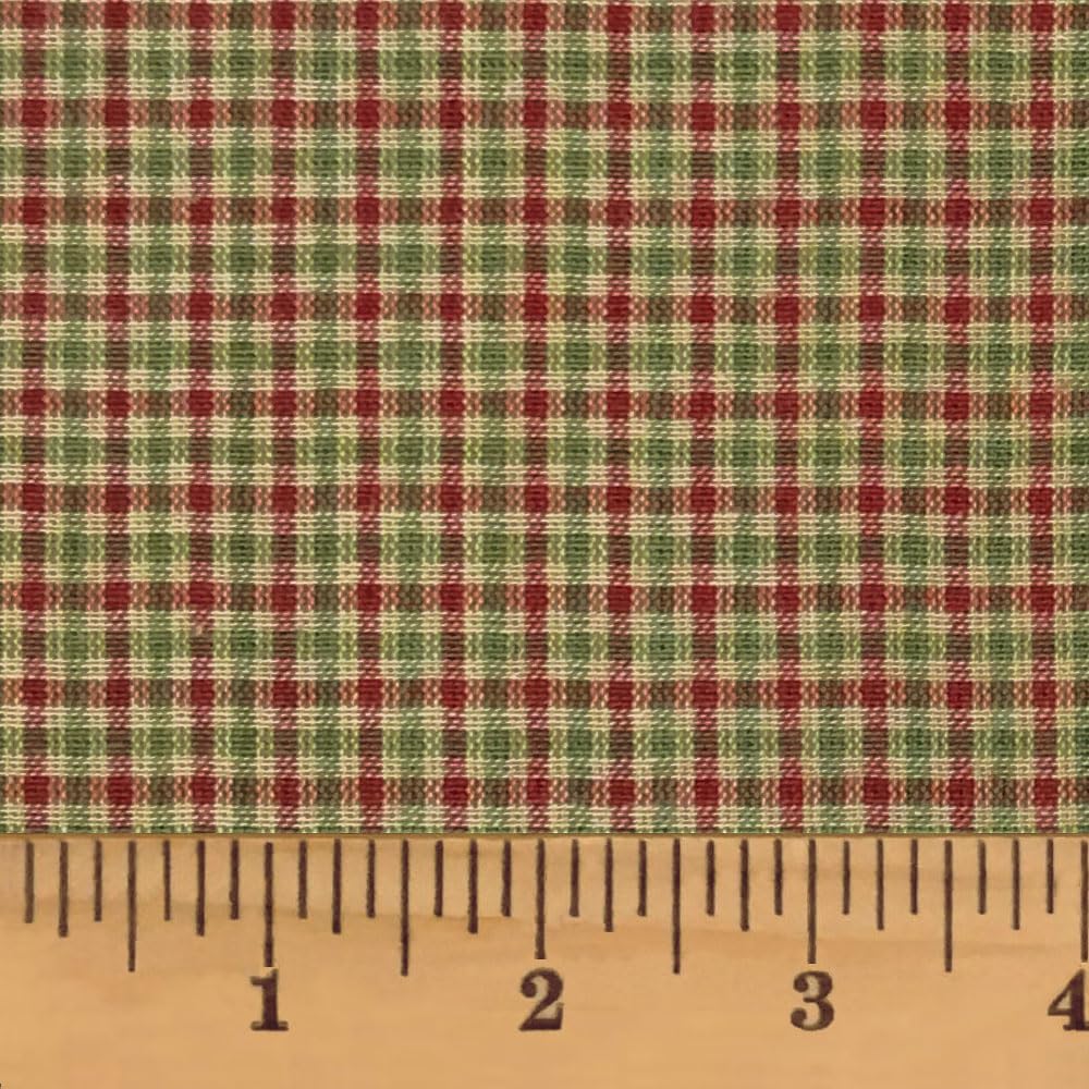 Country Christmas Red Green Plaid Homespun Cotton Fabric by JCS - Sold by The Yard