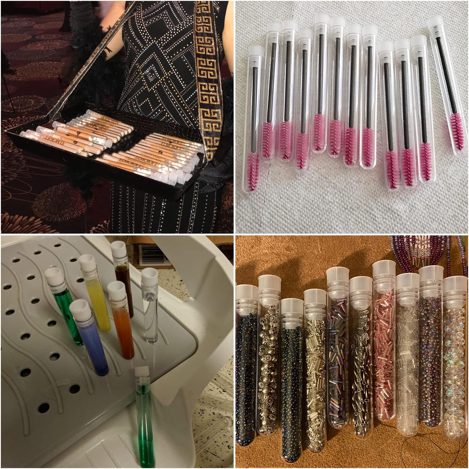 DIRBUY 250Pcs Test Tubes with Caps, 16x100mm Plastic Test Tubes with Caps for Scientific Experiments, Bath Salts, Candy Storage, Party Favors, Halloween