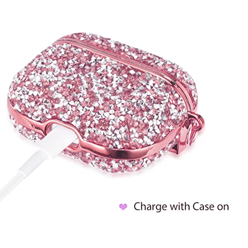 Miitoomo AirPods 3 Case Glitter Sparkling Diamond Case for Apple AirPods 3rd Generation Cute Rhinestone Cover for Girls Portable Keychain (airpods 3, Pink)