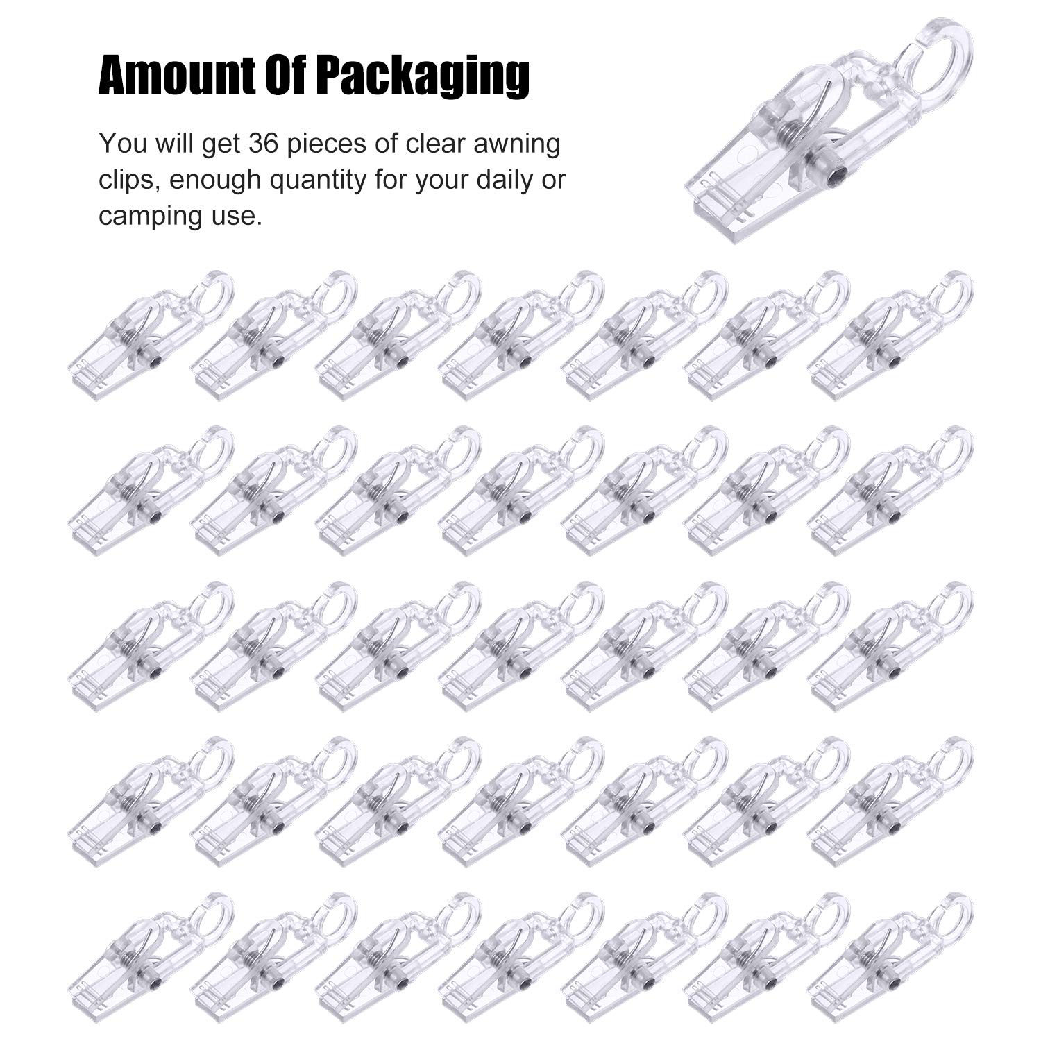 BBTO 36 Pieces Awning Clips, Party Wire Light Holder Hanger for Outdoor Camping RV Awning Christmas Decorations (Clear)