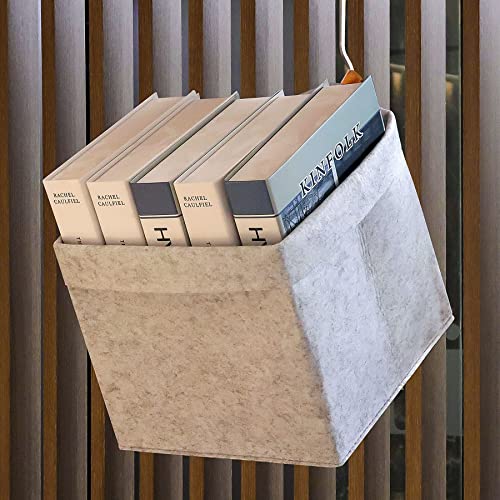 MILILOVE 3Pcs Felt Storage Basket 9x9.2x10.2" Cube, Fabric Cloth Storage Bin, Collapsible Organizer Basket with Handle for Cloth Toys Fordable Cloth Bin for Bedroom Playroom Office