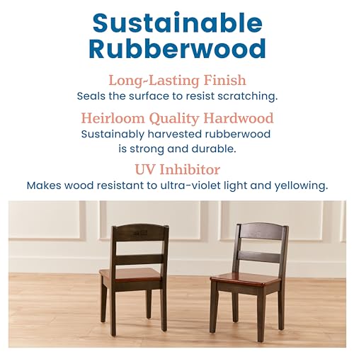 ECR4Kids Hideaway Chair, Kids Furniture, Dark Walnut/Grey Wash, 2-Pack