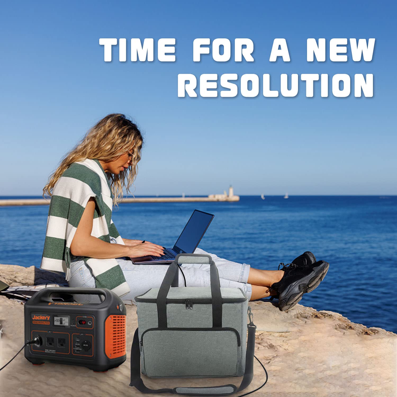 Boczif Carrying Travel Case Compatible with Jackery Explorer 1000, Portable Power Station Storage Bag with Front Pockets for Charging Cable and Accessories(Bag Only)