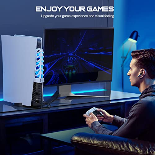 EUROA Cooling Fan, Efficient Cooling System with 5200RPM Cooling Fans&LED Light Compatible with Playstation 5, Upgrade Accessories Cooler Fan Cooling Fan for PS5 Console Disc&Digital Edition, USB Hub