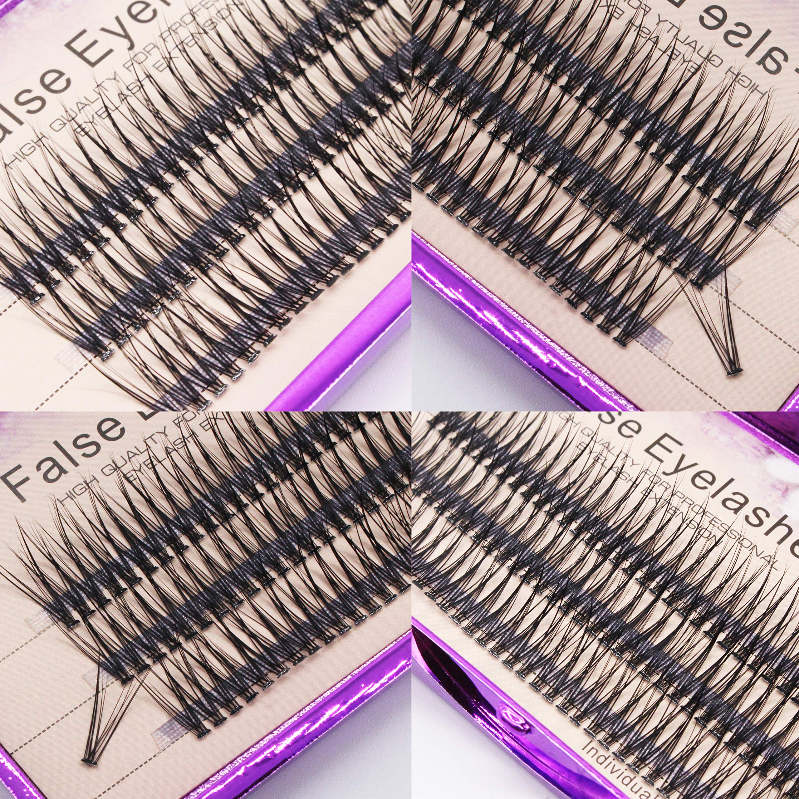 Bodermincer 120pcs 8mm/10mm/12mm/14mm/16mm to Choose Fish Tail Design 0.1 C Curl 3D Individual Mink False Eyelashes Extension Soft Black Fake False Eye Lashes （16mm）