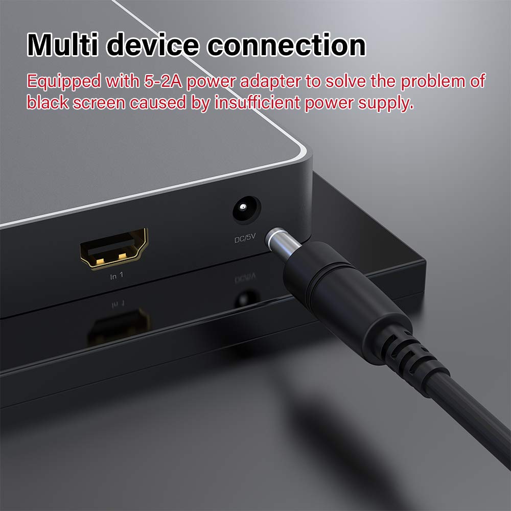 KLKE 4K HDMI Switch KLKE 6x1 Audio Extractor 6 Port HDMI Switcher Box with Remote HDMI Multi Ports Switch 6 in 1 Out Supports Optical Toslink 3.5mm Audio and ARC