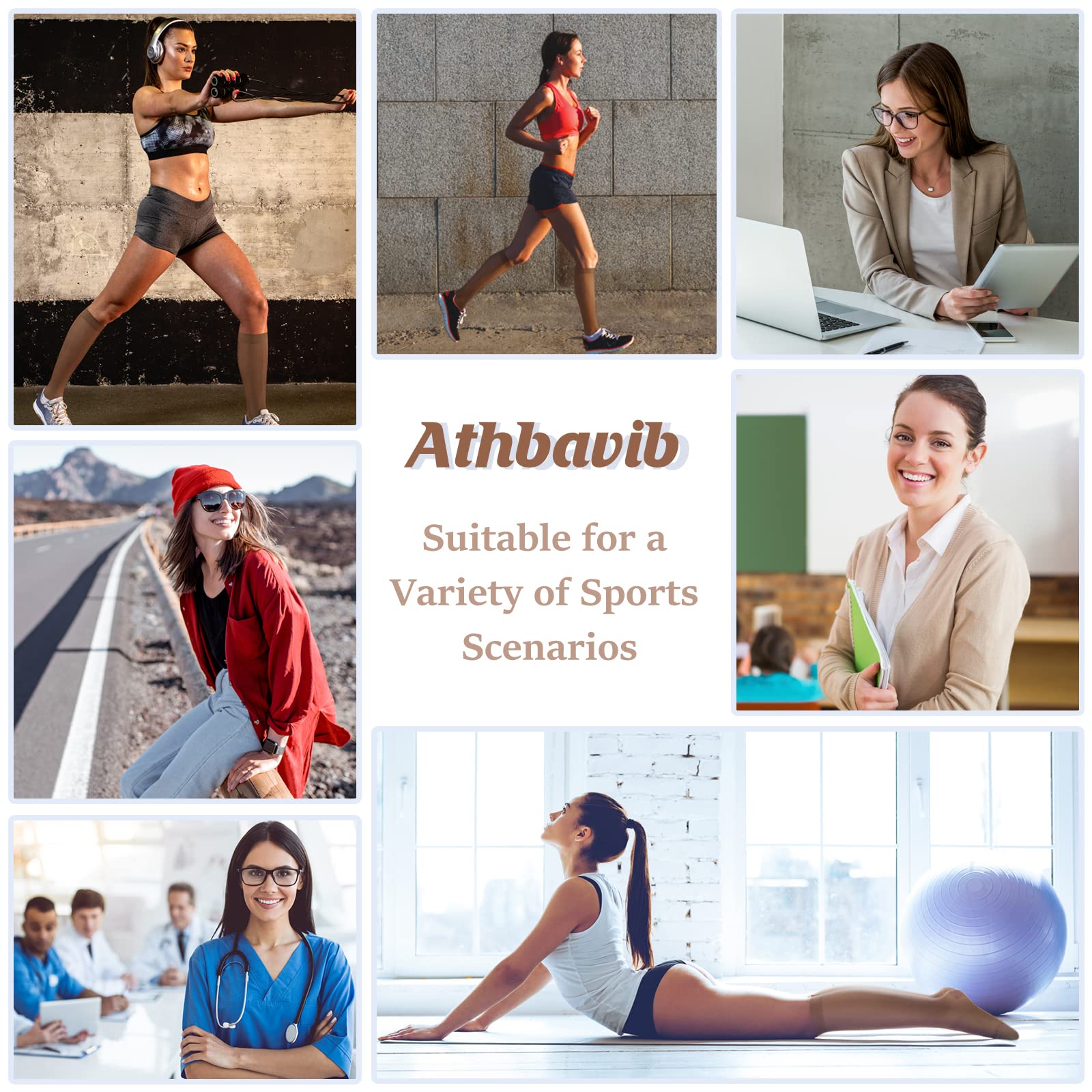 Athbavib Sheer Compression Stockings for Women, 15-20 mmHg Closed Toe Knee High Compression Socks for Swelling, Soreness