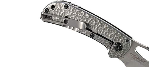CRKT Chehalem EDC Folding Pocket Knife: Everyday Carry, Clip Point Plain Edge Blade with Satin Finish, Thumbstud Open, Frame Lock, Stainless Steel Handle with Hammer Finish 6540