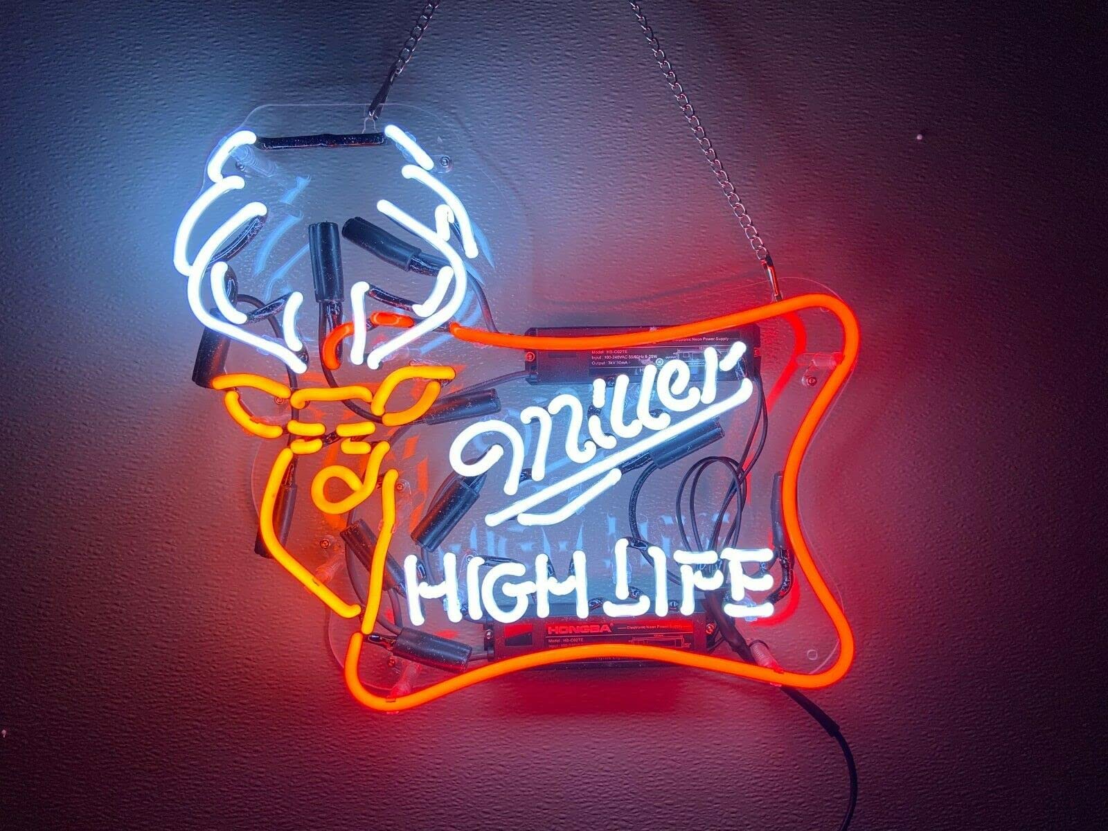 Queen Sense 17" Millers High Life Deer Neon Sign Acrylic Beer Pub Bar Handmade Wall Decor Neon Light A117MHLLDA