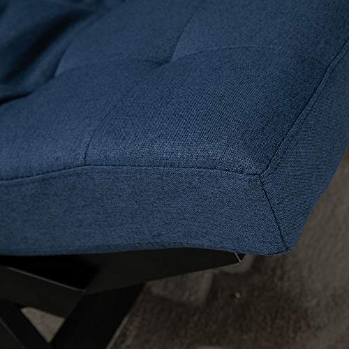 HOMCOM Single Person 3 Position Convertible Chaise Lounger Sofa Bed with 2 Large Pillows and Oak Frame, Dark Blue