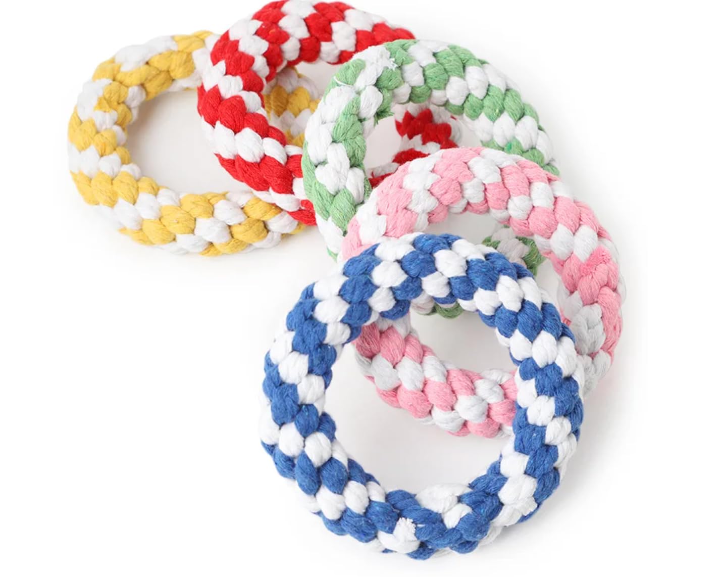 Dog Rope Donut Dental Chew Play Toy Braided for Bored, Teething Puppys and Dogs (Blue)