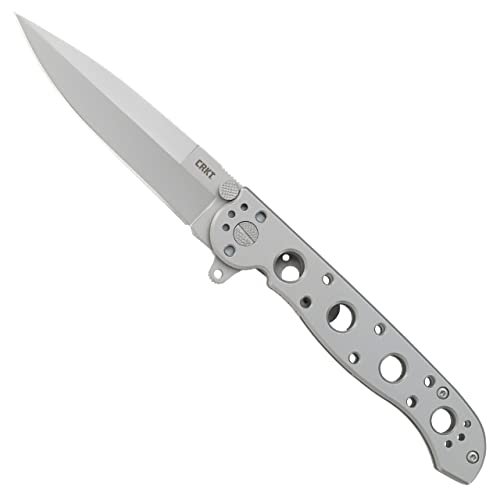 CRKT M16-03SS EDC Folding Pocket Knife: Sandvik Frame Lock, 4-Position Pocket Clip Bead Blast Blade, Stainless Steel Handle