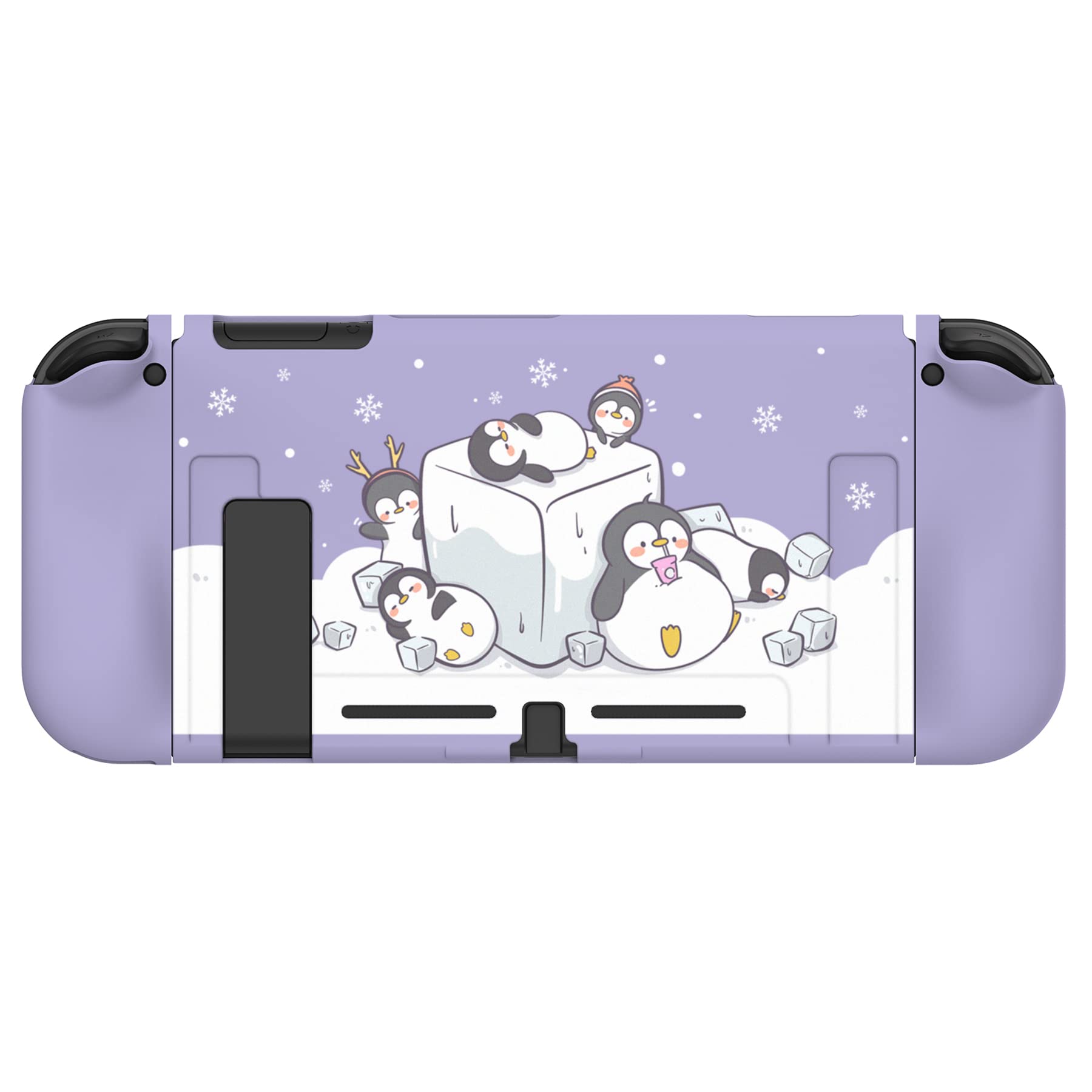 PlayVital ICY Cube Penguin Protective Case for Nintendo Switch, Soft TPU Slim Case Cover for Nintendo Switch Joycon Console with Colorful ABXY Direction Button Cap