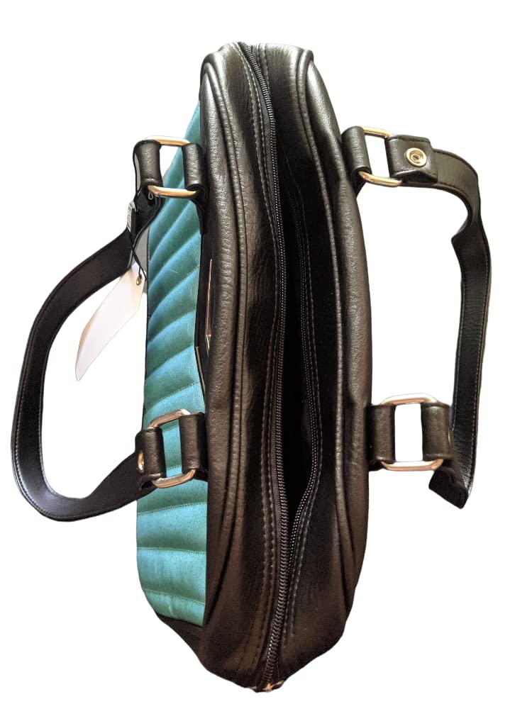 Liquorbrand Bonneville Bowler Purse with Chevron Logo (Black and Mint Sparkle)