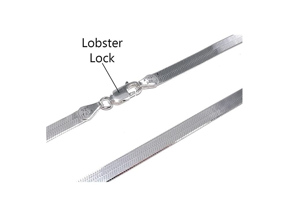 AUTHENTIC STERLING SILVER 925 Flat Herringbone Flex Chain Necklace, Flat Snake Necklace, 2.5M- 5.5MM. 16-30 Jewelry For Women Men, High Shine 16-30