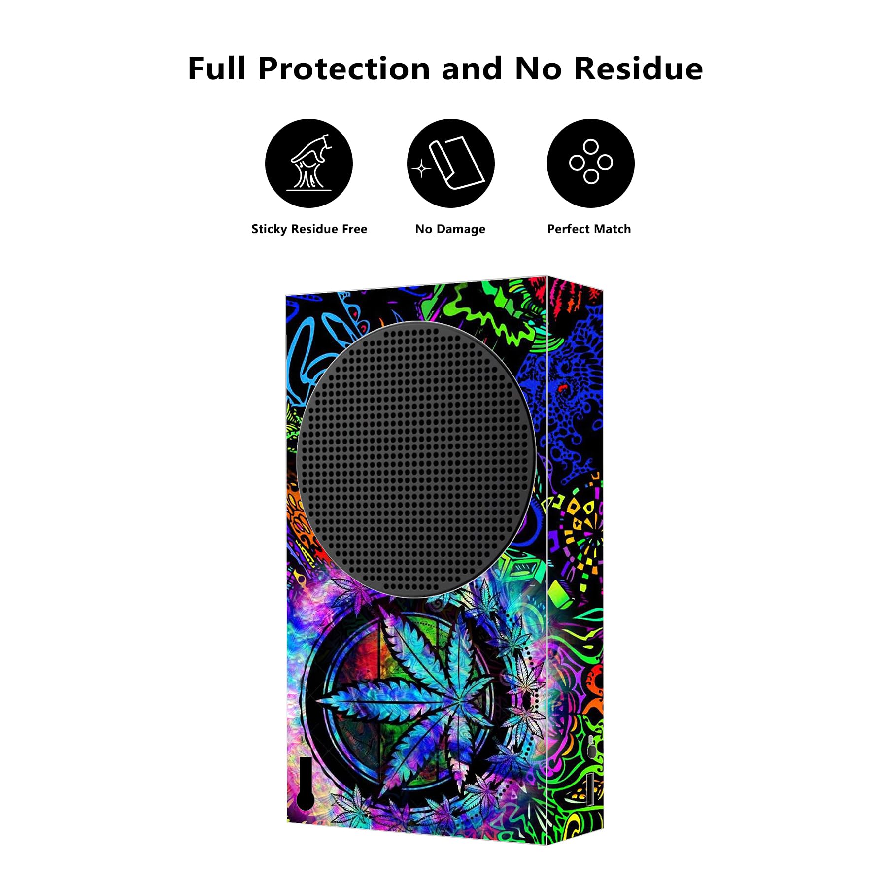 PlayVital Psychedelic Leaf Custom Vinyl Skins for Xbox Core Wireless Controller, Wrap Decal Cover Stickers for Xbox Series S Console Controller